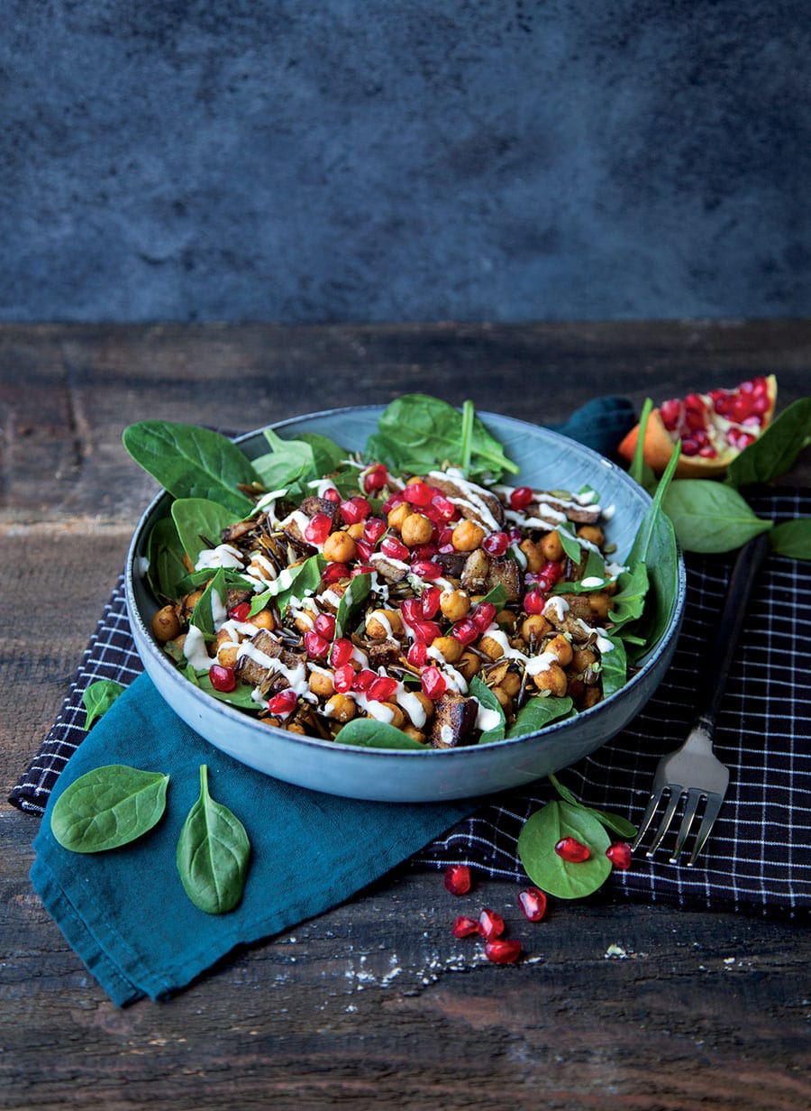 Salade de riz sauvage pois chiches et aubergine rôtie - La Vie Claire