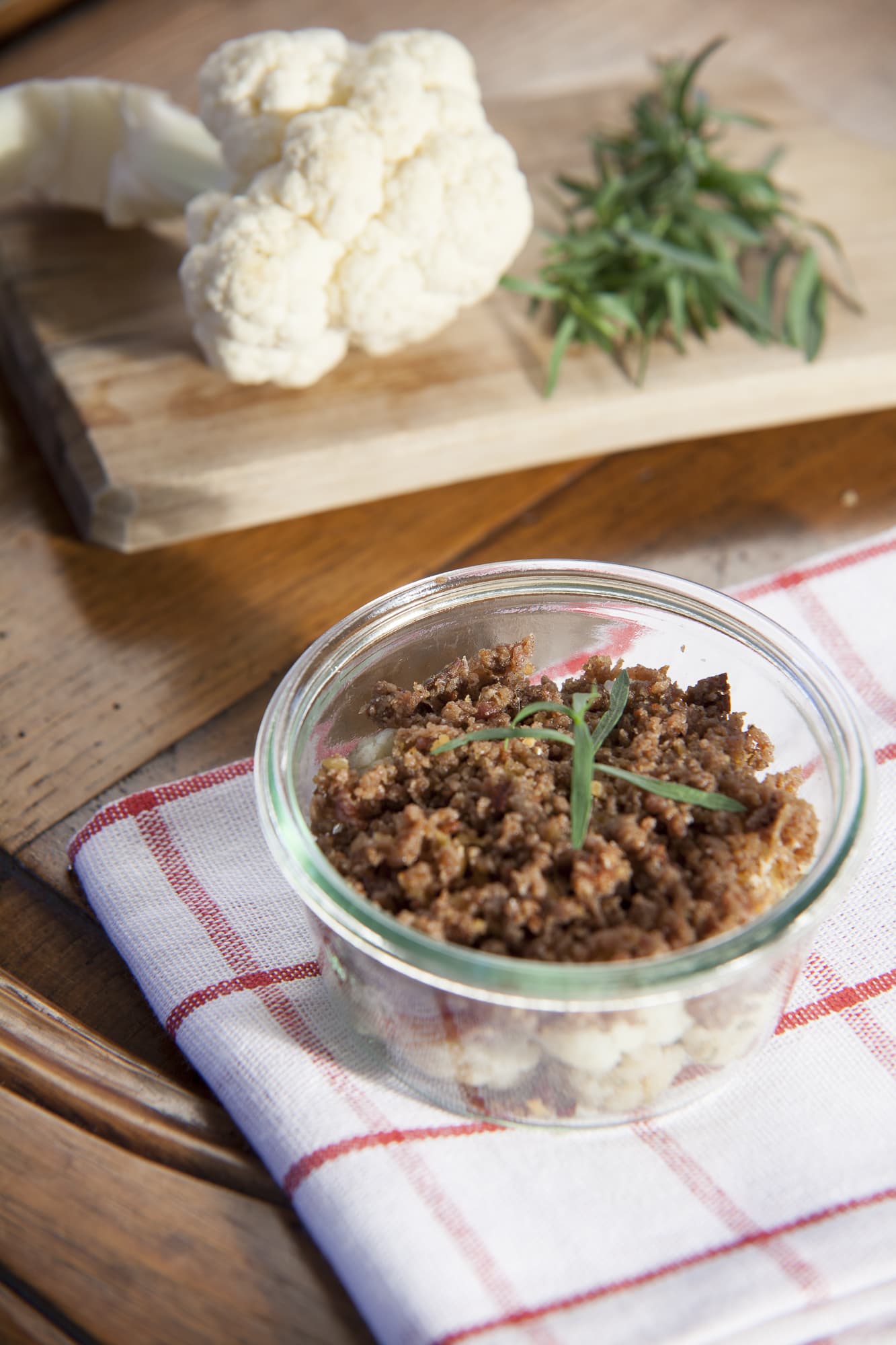 Verrines de chou-fleur en crumble de jambon cru - La Vie Claire