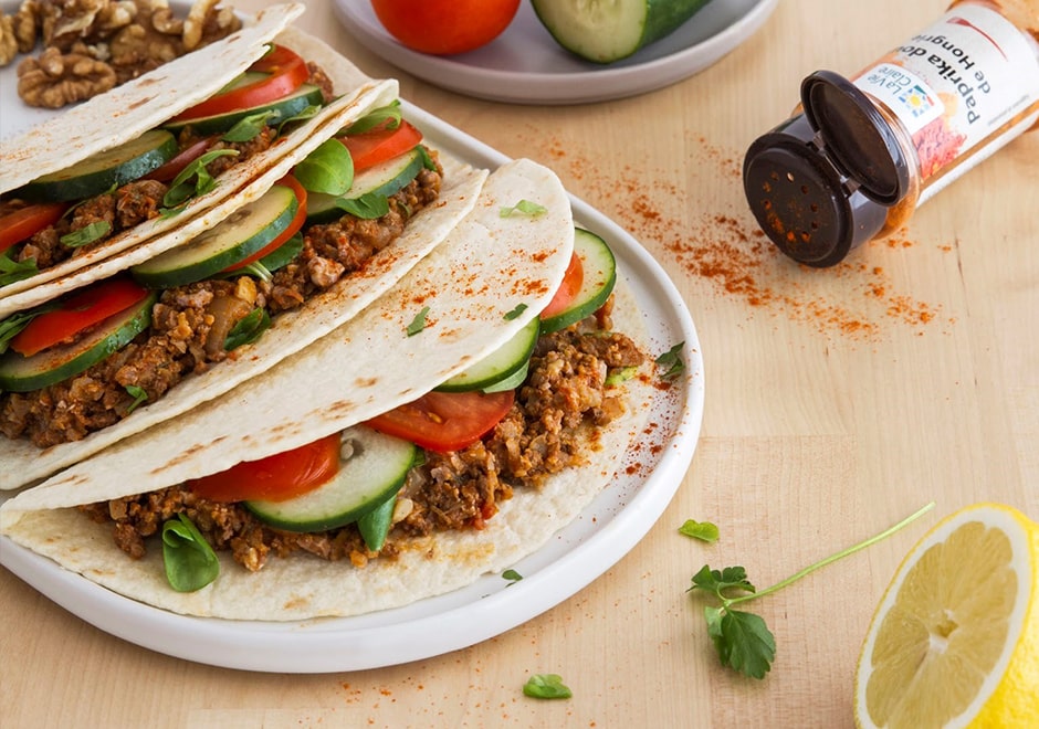 Tacos au bœuf, chou-fleur et noix - La Vie Claire