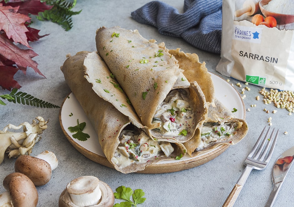 Galette de sarrasin sauce forestière aux champignons - La Vie Claire