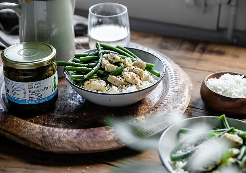 Riz blanc, haricots verts et poulet - La Vie Claire