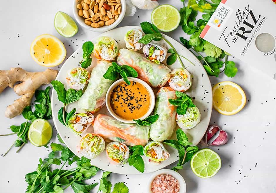 Rouleaux de printemps aux crevettes et légumes de saison - La Vie Claire