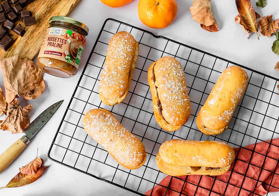 Eclairs au praliné de noisette et chocolat - La Vie Claire